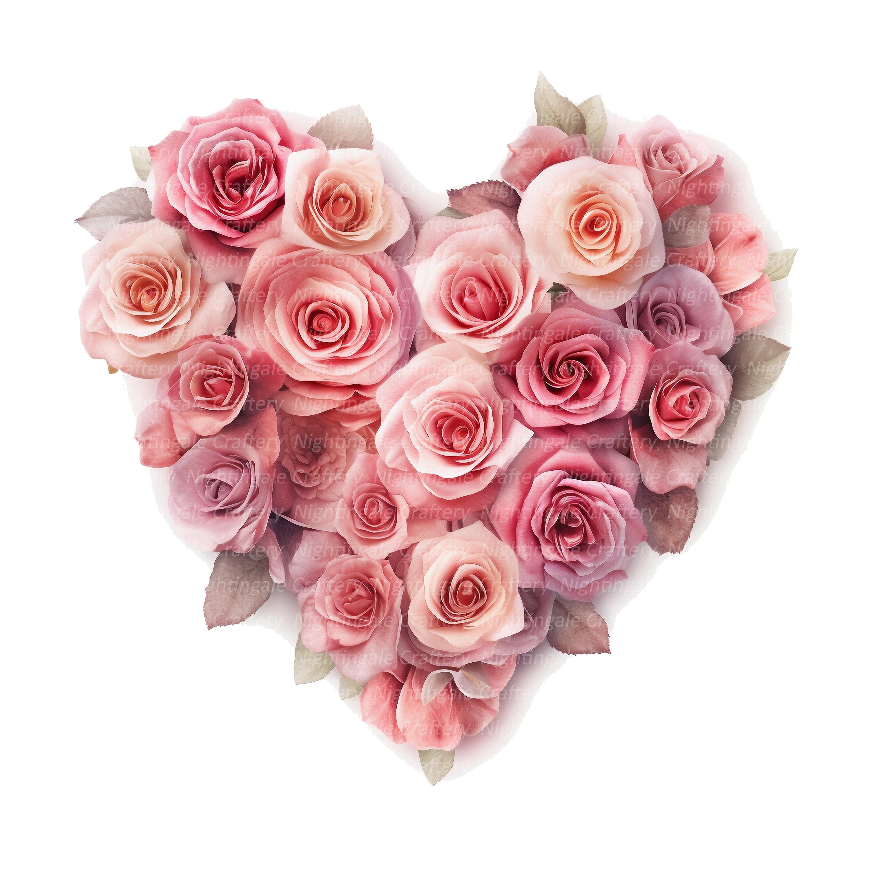 14 Roses Heart Clipart Floral Heart Digital Clipart - Etsy