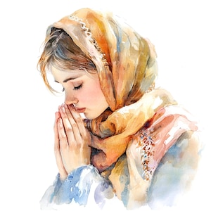 12 Biblical Woman Praying Clipart, Prayers, Printable Watercolor ...