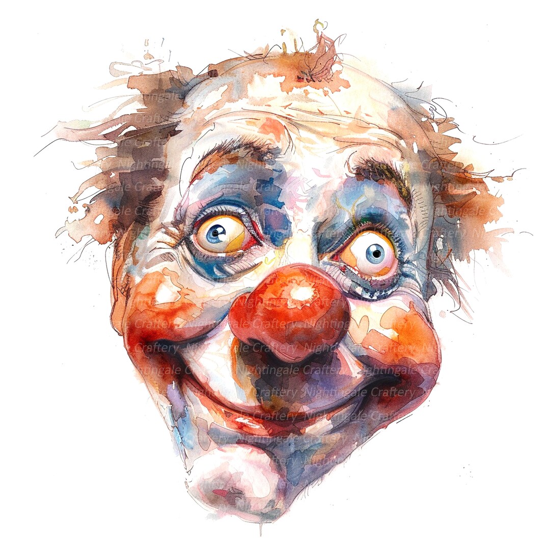 16 Funny Pantomime Clipart, Funny Clowns, Printable Watercolor Clipart ...