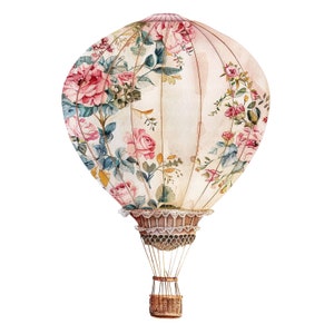 12 Hot Air Balloon Clipart, Floral Vintage Balloon, Printable ...