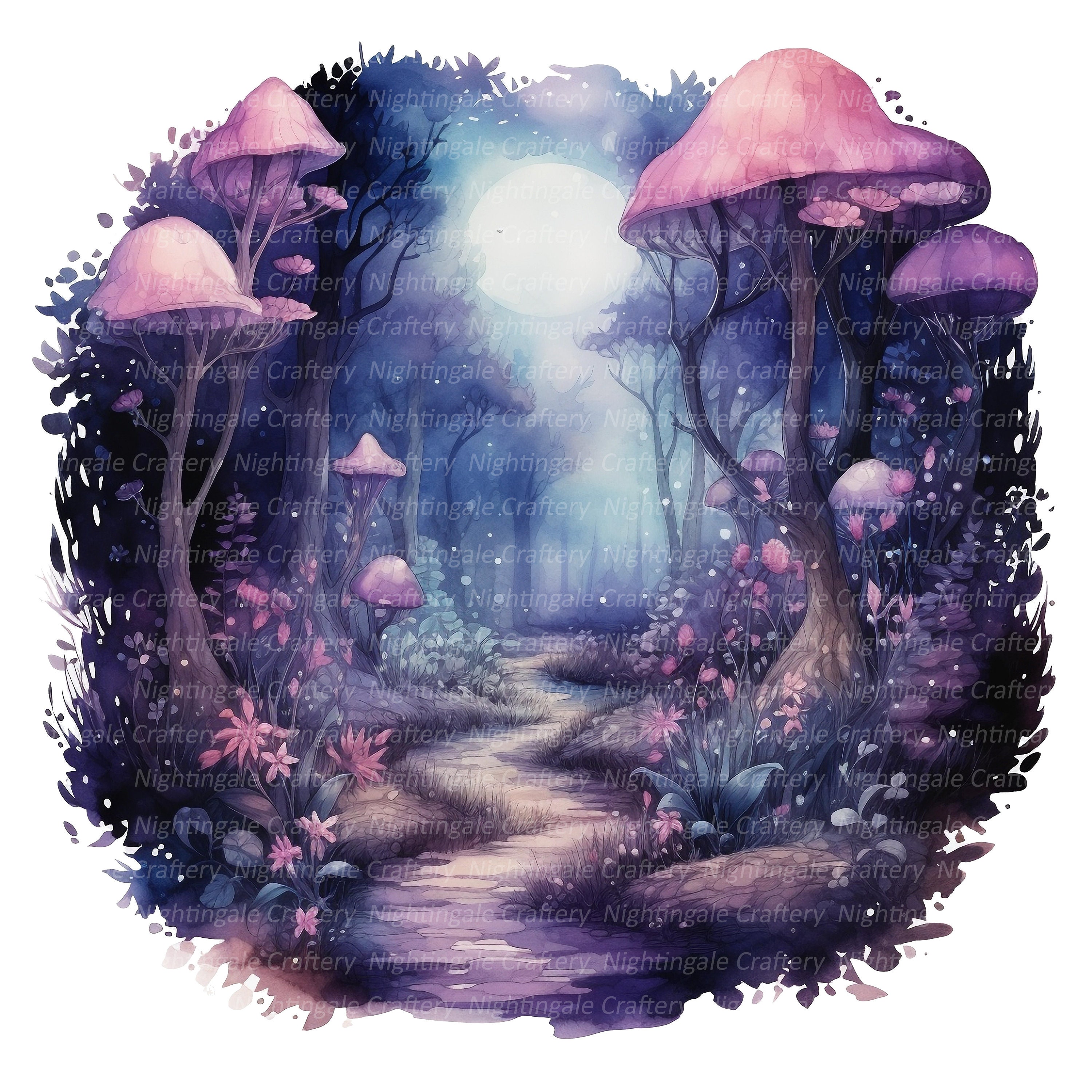 9 Magic Forest Clipart Enchanted Forest Printable Watercolor - Etsy