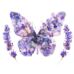 12 Lavender Butterfly Clipart, Floral Butterfly, Printable Watercolor ...