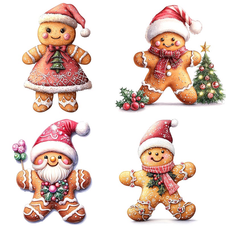 20 PNG Gingerbread Man Clipart, Christmas Gingerbread, Printable ...