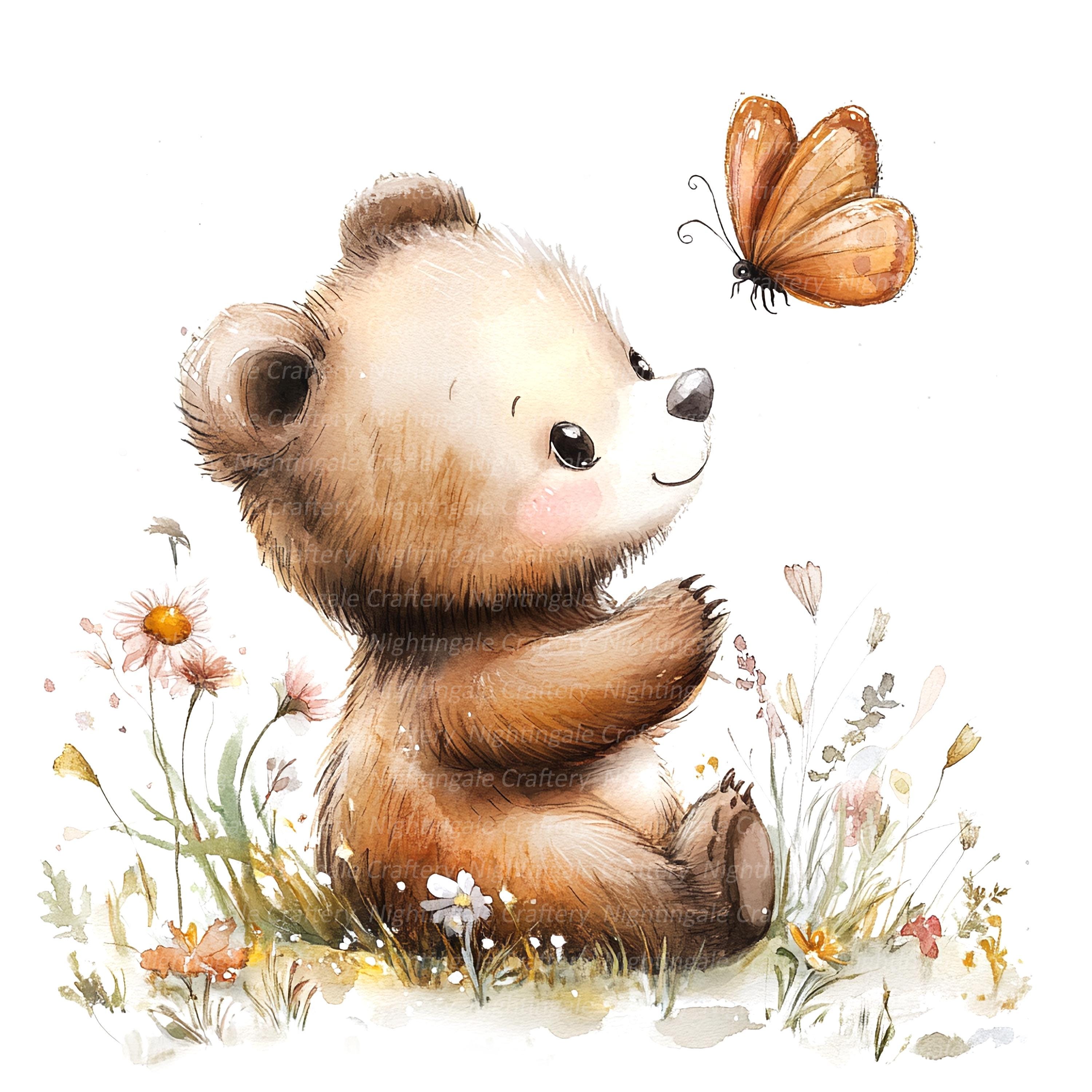 8 Nursery Teddy Bear Clipart, Nursery Teddy, Printable Watercolor ...