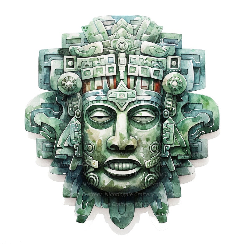 12 Imágenes prediseñadas de máscara de jade azteca, imágenes ...
