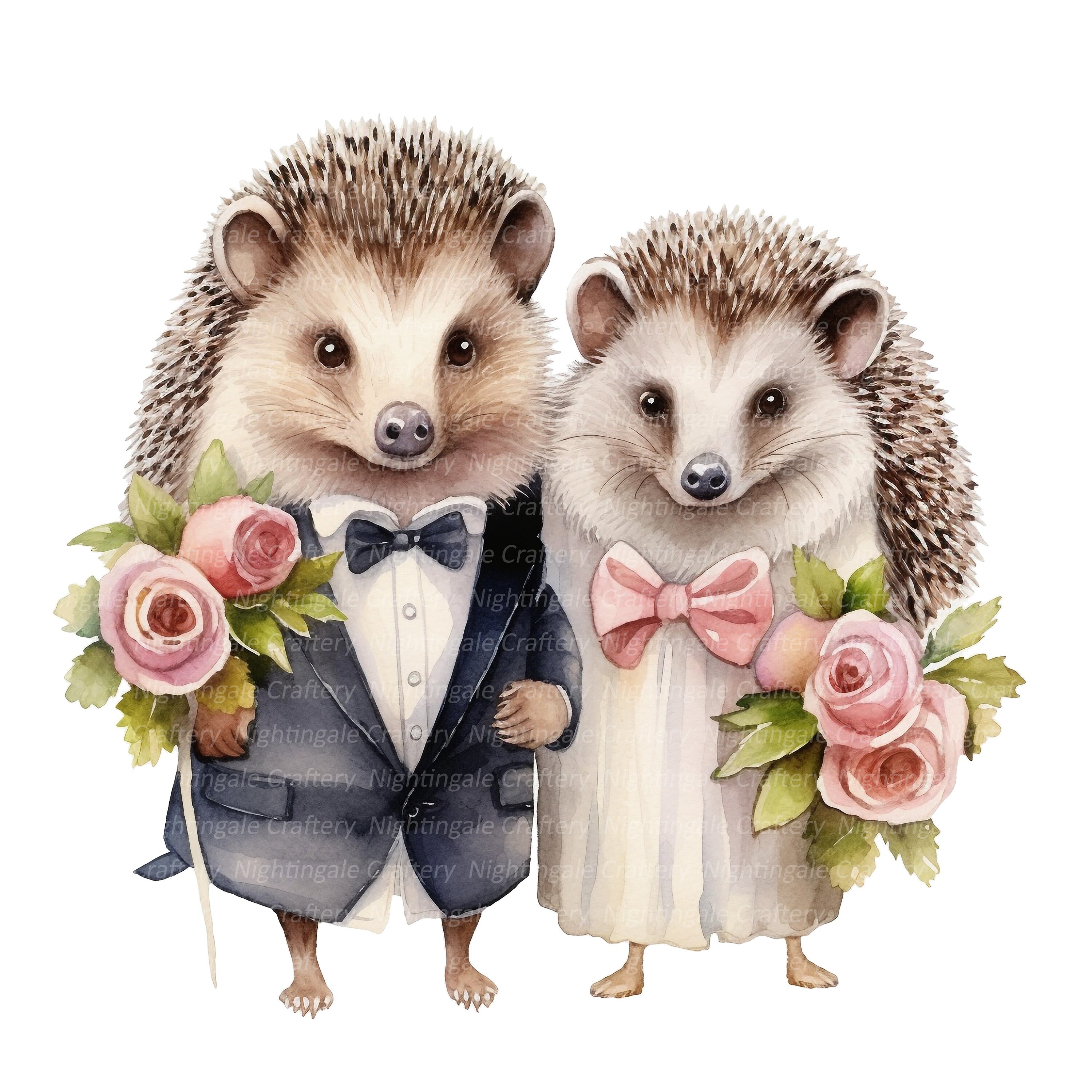 10 Cute Hedgehog Wedding Clipart Printable Watercolor - Etsy