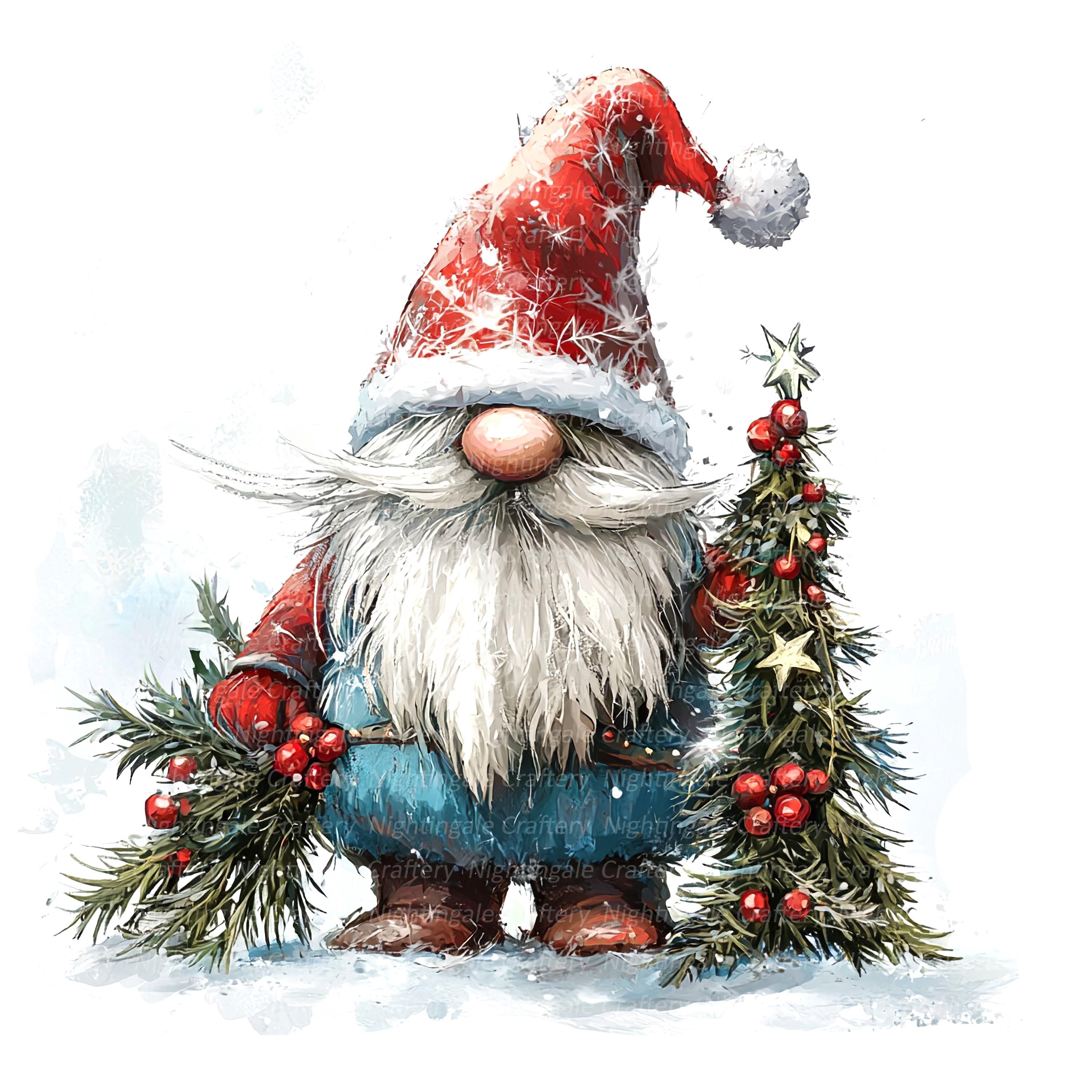 12 Festive Gnome Set 2, Christmas Gnome Clipart, Printable Watercolor ...