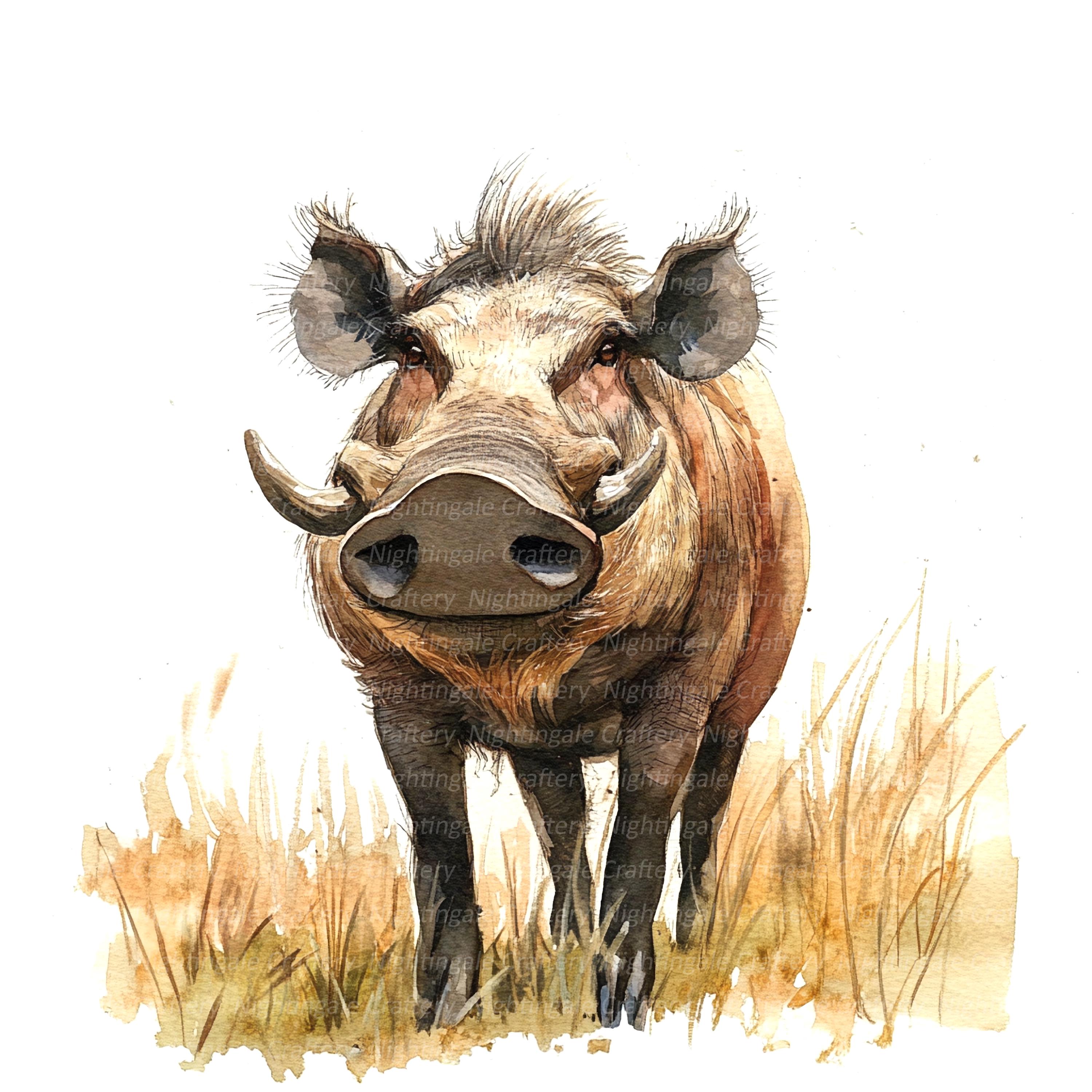 10 Warthog Clipart, Watercolor Warthog, Printable Watercolor Clipart ...