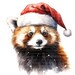 10 Red Panda With Santa Hat Clipart, Printable Watercolor Clipart, High ...