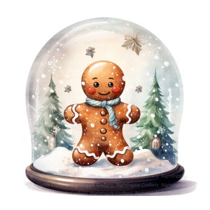 10 Gingerbread Christmas Snow Globe Clipart, Christmas Snowglobe ...