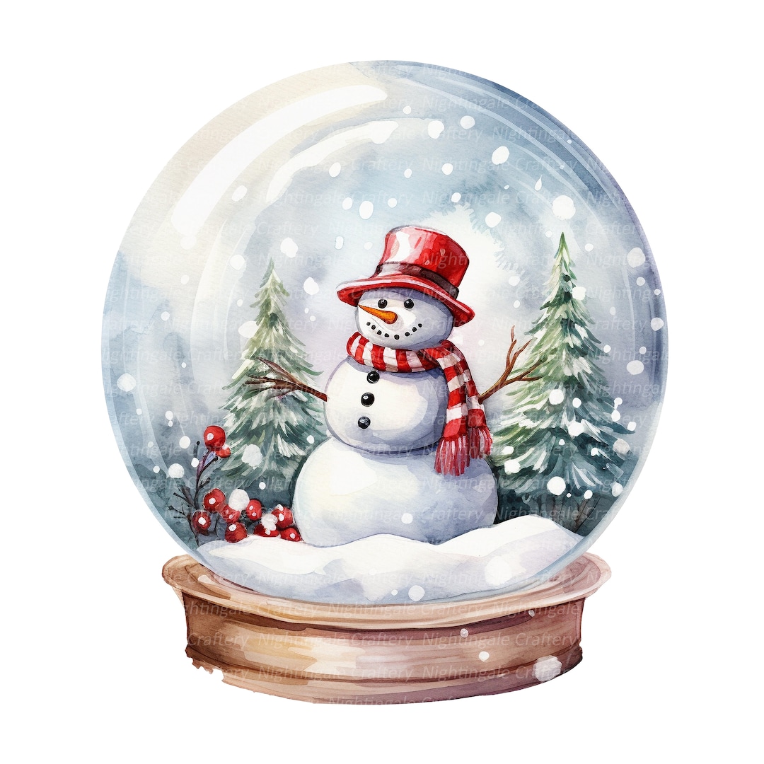 12 Snowman Christmas Snow Globe Clipart, Christmas Snowglobe, Christmas ...