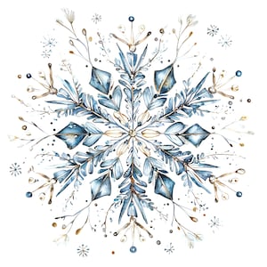 14 Snowflakes Clipart, Christmas Print, Printable Watercolor Clipart ...