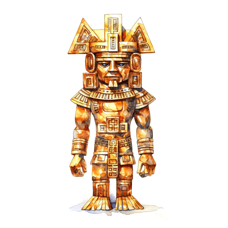 10 Gold Figure of Inca Clipart, Inca Figure, Printable Watercolor ...