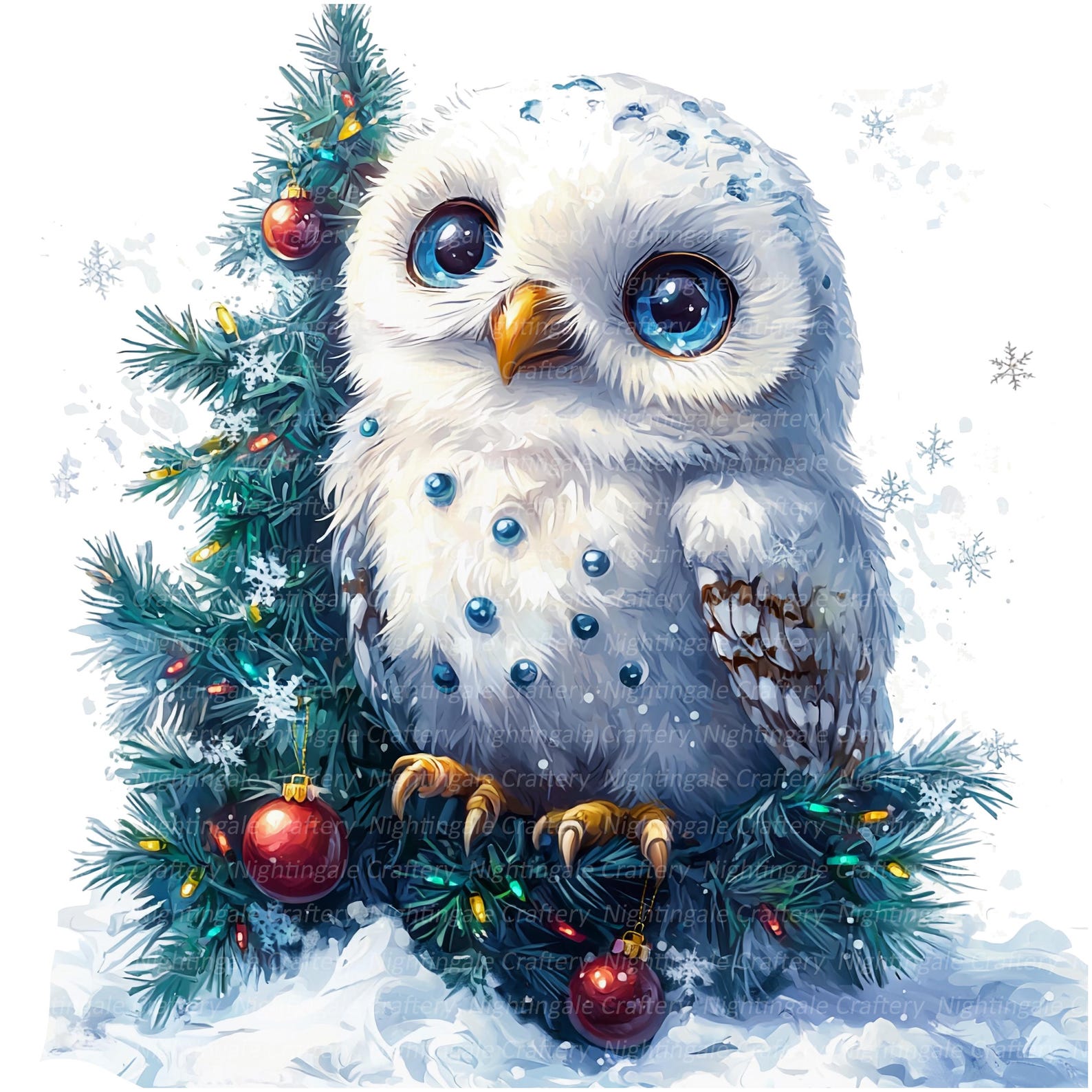 11 Christmas Owl Clipart, Christmas Card, Printable Watercolor Clipart ...
