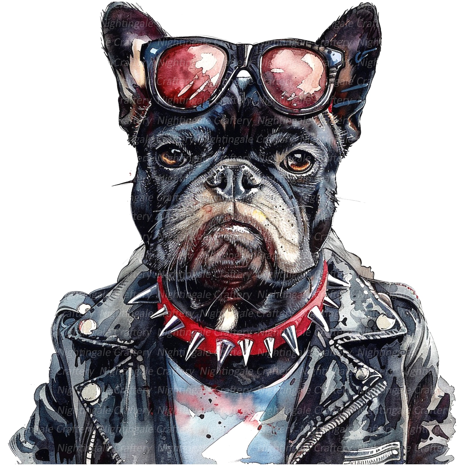 12 Dog Punk Clipart, Punk Rock Clipart, Printable Watercolor Clipart ...