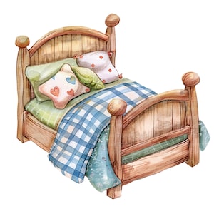 11 Cartoon Bed Clipart, Toy Bed Clipart, Printable Watercolor Clipart ...