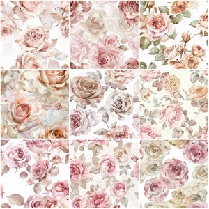 18 Pink Roses SEAMLESS Background, Roses Pattern, Digital Paper Pack ...