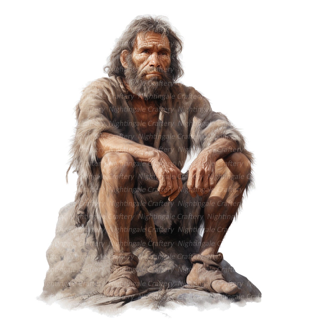 12 Neanderthals Clipart, Stone Age, Printable Watercolor Clipart, High ...