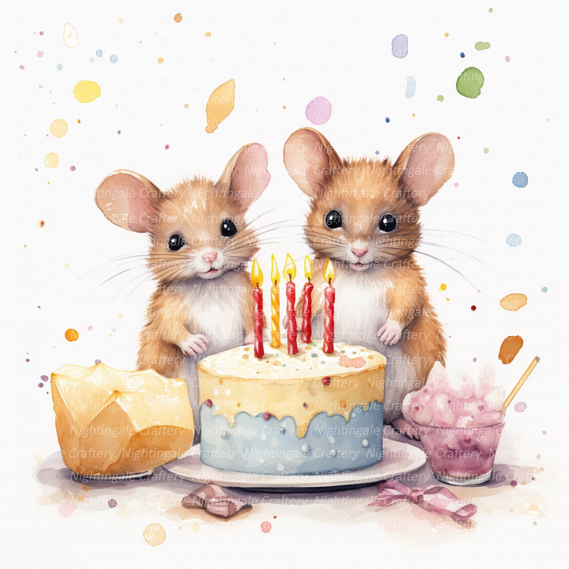 Mouse Party Clipart Printable Watercolor Clipart 10 High - Etsy UK