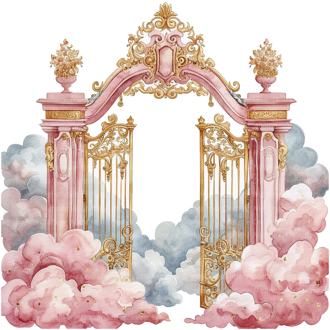 11 Paradise Gates Clipart, Gates in Sky, Printable Watercolor Clipart ...