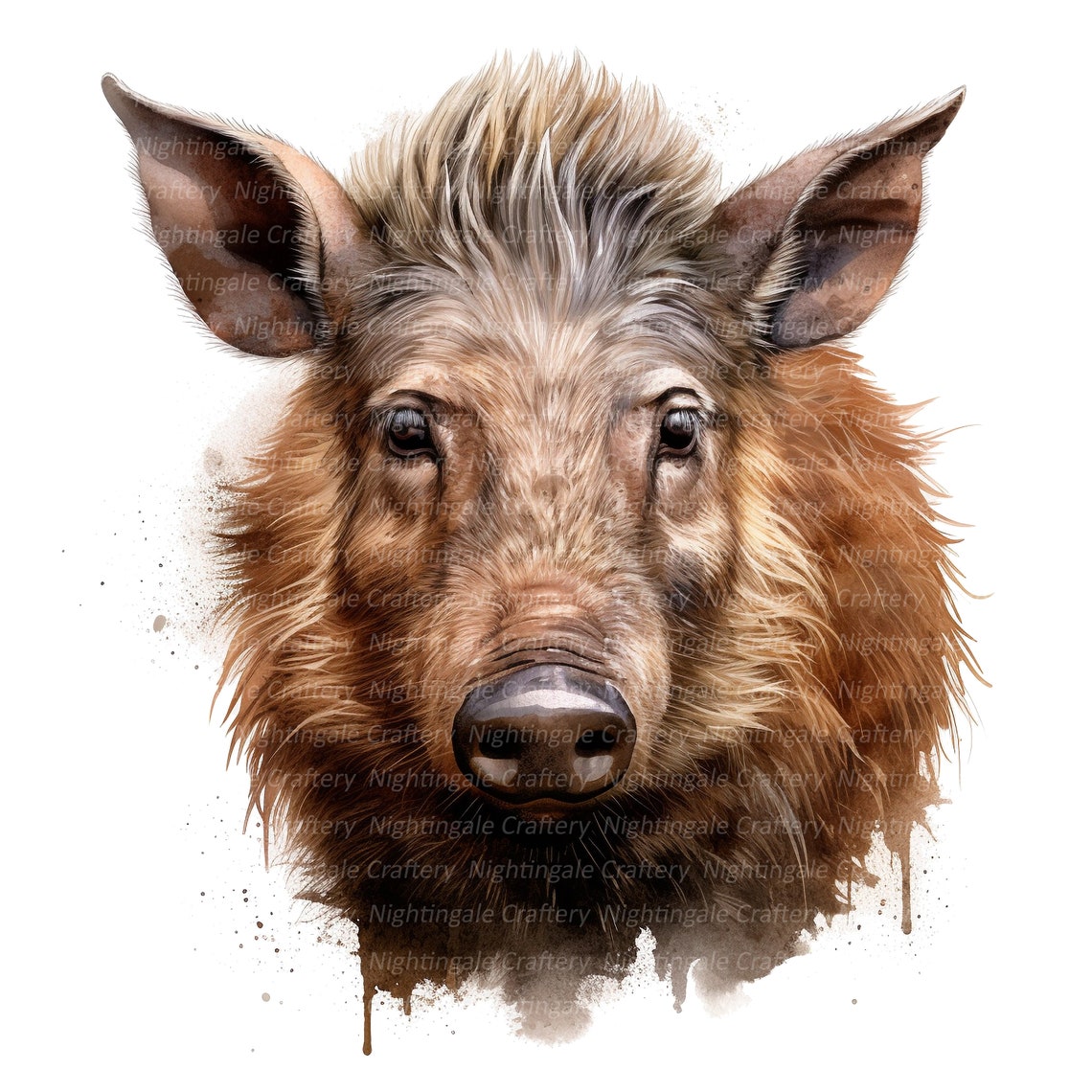 Wild Boar Close up Clipart Printable Watercolor Clipart 8 - Etsy UK