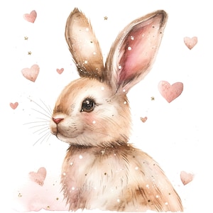 12 Lovely Bunny Clipart, Bunny Illustration, Printable Watercolor ...