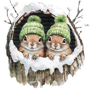 8 Winter Squirrels Clipart, Frozen Squirrel, Printable Watercolor ...