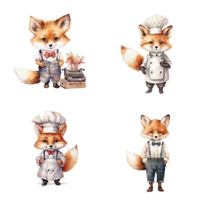 28 Fox Occupation Clipart, Fox Professions, Fox Cartoon Print ...
