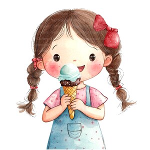 9 Kid Ice Cream Clipart, Cartoon Ice Cream, Printable Watercolor ...