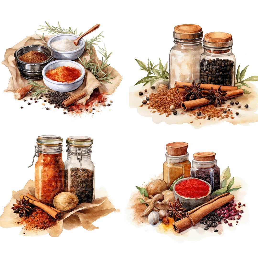 13 Spice Bottles Clipart, Kitchen Spices Clipart, Digital Clipart ...