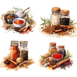 13 Spice Bottles Clipart, Kitchen Spices Clipart, Digital Clipart ...