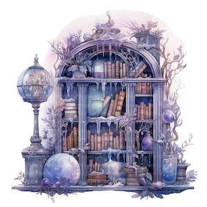 9 Magic Fairy Library Clipart, Fairy Books, Printable Watercolor ...