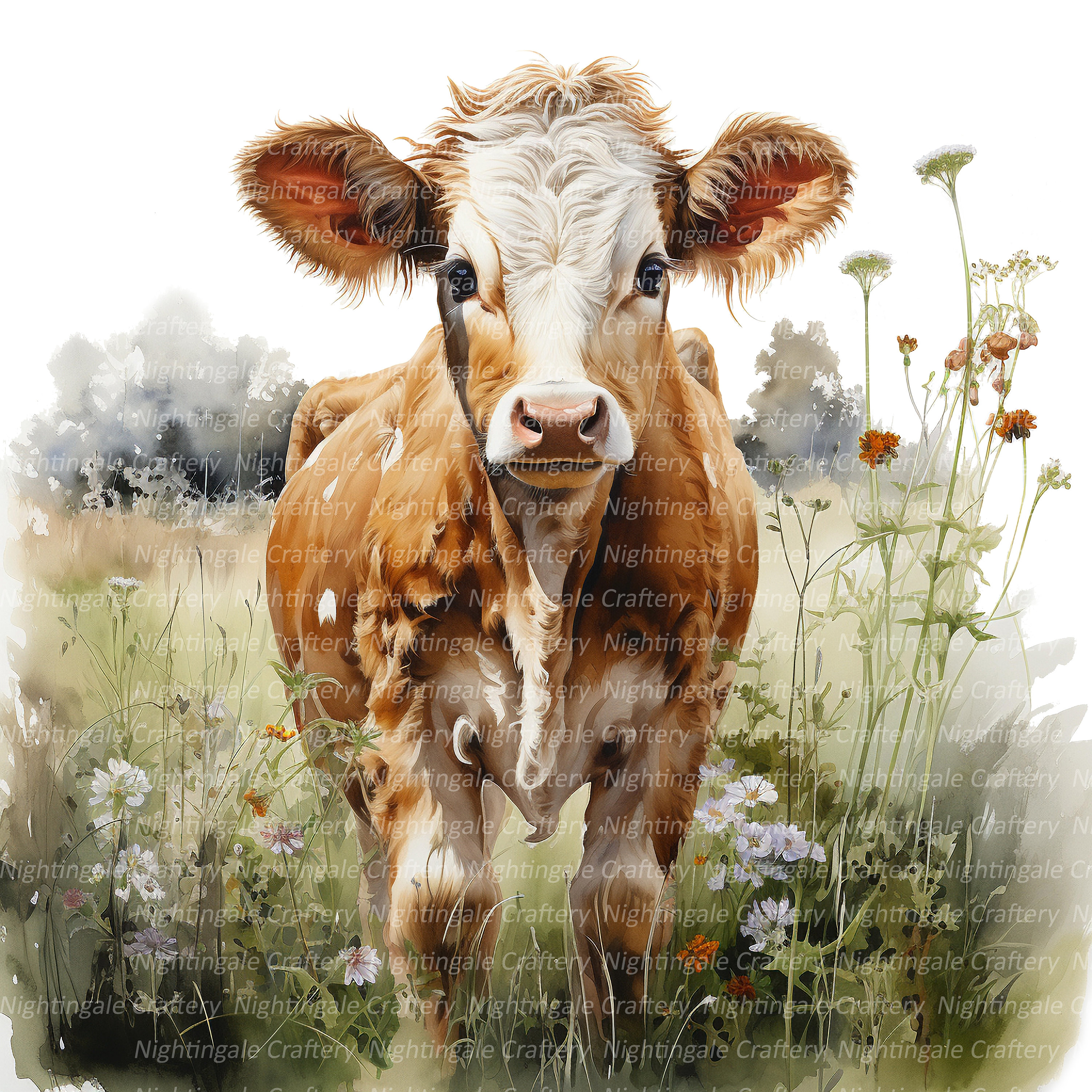 Cow Calf Clipart Farm Clipart Printable Watercolor Clipart - Etsy