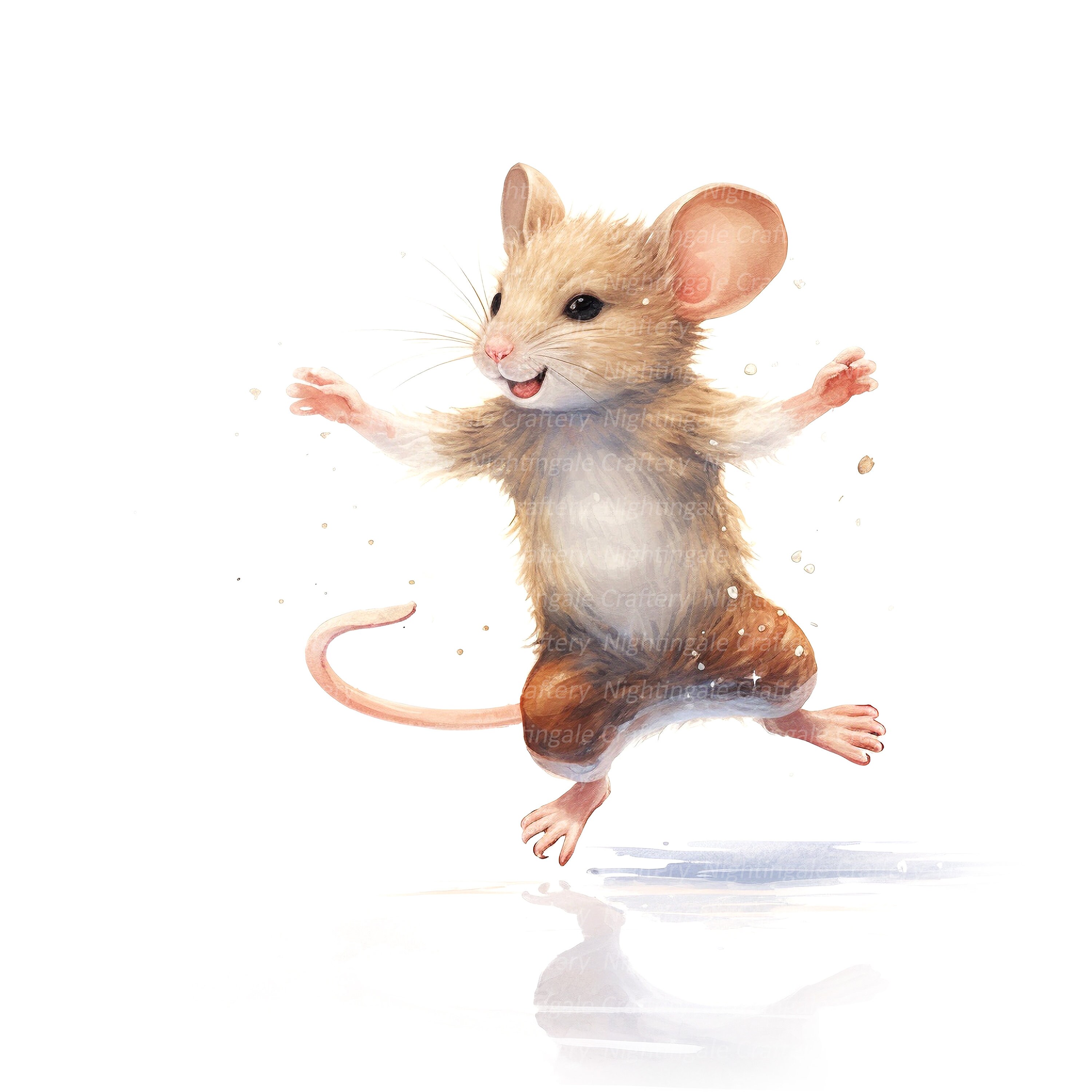10 Mouse Skating Clipart Printable Watercolor Clipart 10 - Etsy