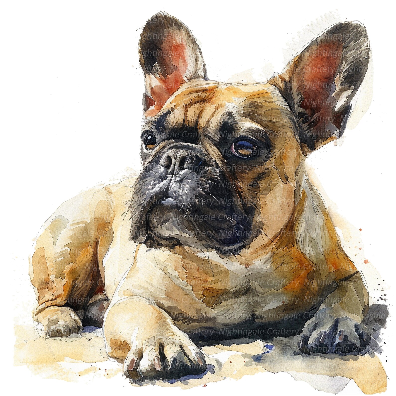 10 French Bulldog Clipart, Watercolor Bulldog, Printable Watercolor ...