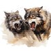 9 Wolves Fight Clipart, Angry Wolf, Printable Watercolor Clipart, High ...