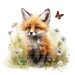 10 Fox and Butterfly Clipart, Fox Baby Meadow, Printable Watercolor ...