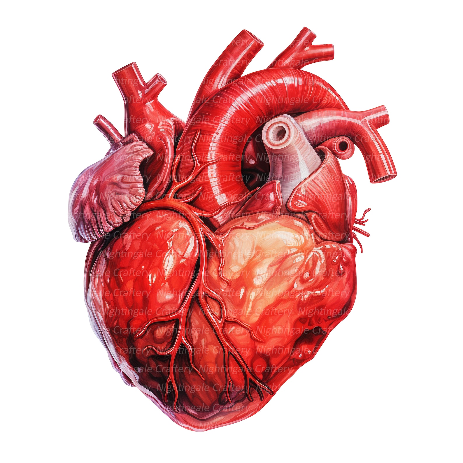 8 Human Heart Clipart, Anatomy, Halloween, Printable Watercolor Clipart ...