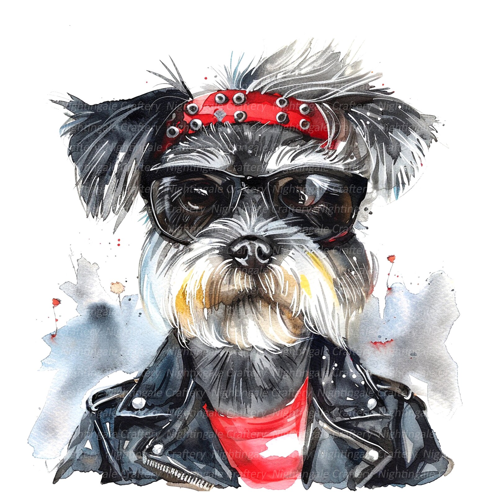 12 Dog Punk Clipart, Punk Rock Clipart, Printable Watercolor Clipart ...