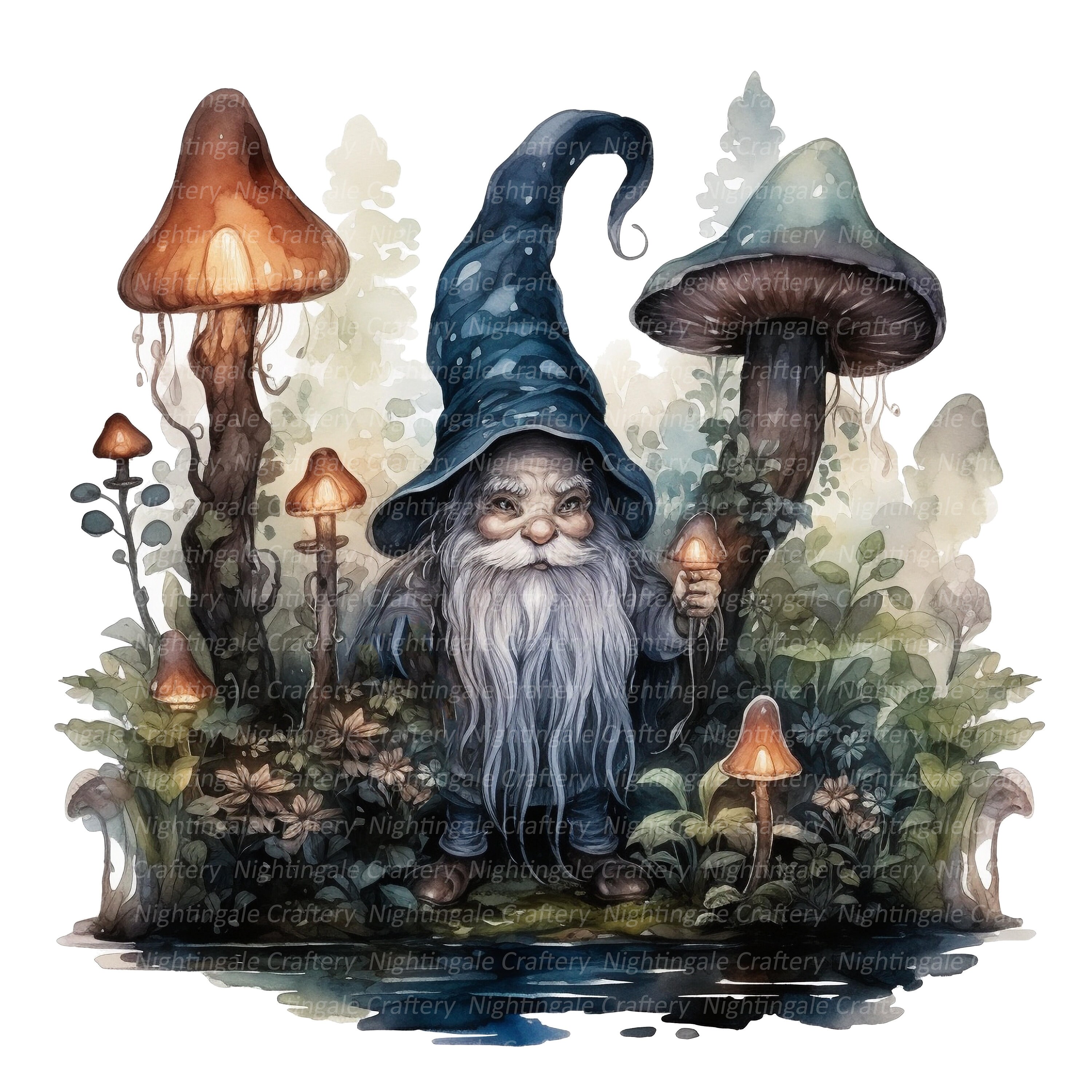 10 Magic Gnome Clipart, Forest Gnome Clipart, Printable Watercolor ...