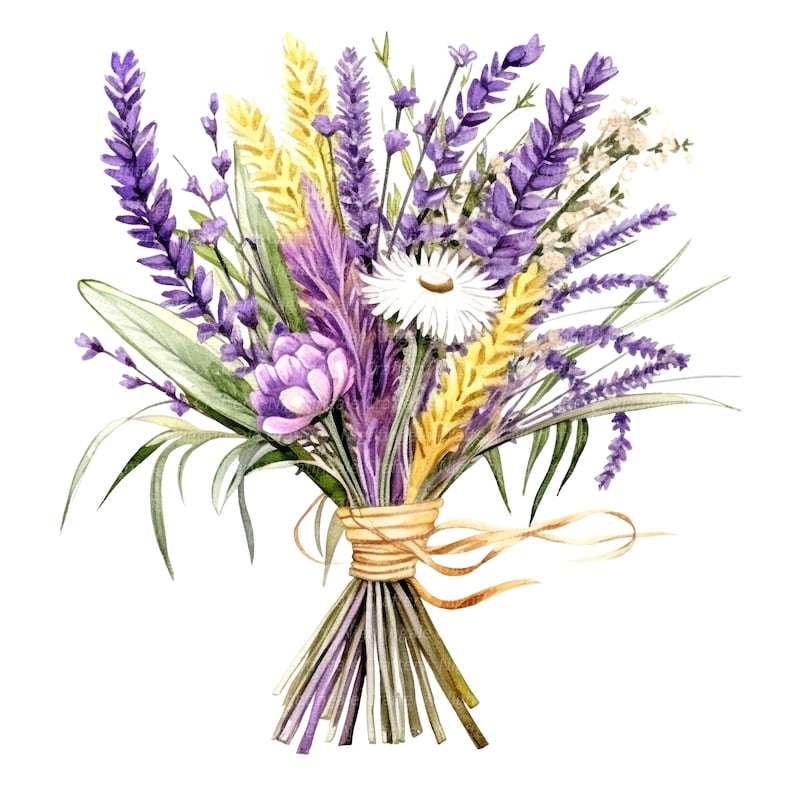 12 Lavender Bouquet Clipart Lavender Print Printable - Etsy