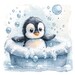 9 Penguin in Bathtub Clipart, Penguin Washing, Printable Watercolor ...