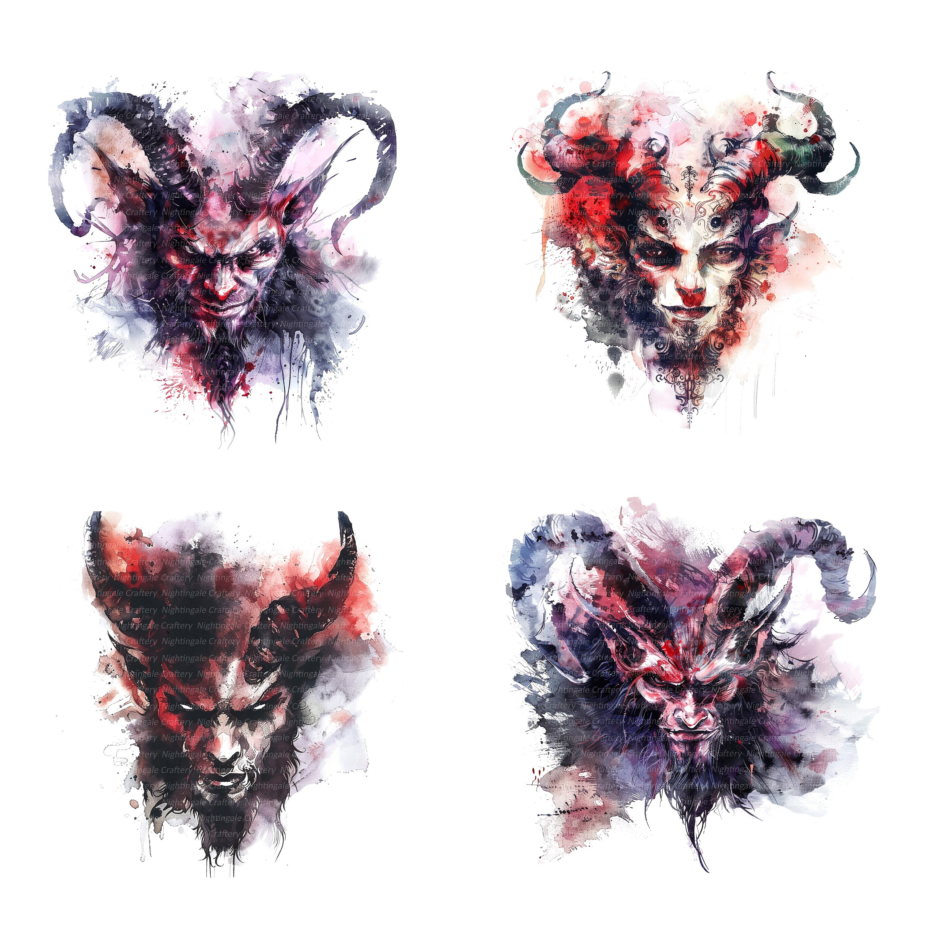 16 Devil Clipart, Demon Clipart, Watercolor Satan, Printable Watercolor ...