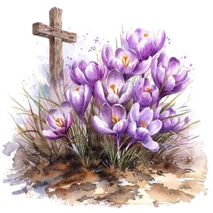 13 Cross Spring Flowers Clipart, Floral Cross, Forget Me Not, Printable ...