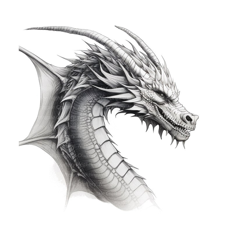 12 Dragon Profile Tattoo Clipart Dragon Head Printable - Etsy