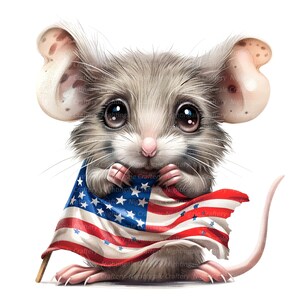 10 Mouse With USA Flag, USA Flag Clipart, Printable Watercolor Clipart ...