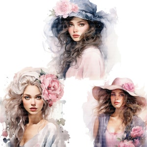 14 Floral Girl Clipart, Shabby Chic Clipart, Printable Watercolor ...