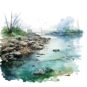 12 Polluted Waters Clipart, Printable Watercolor Clipart, High Quality ...