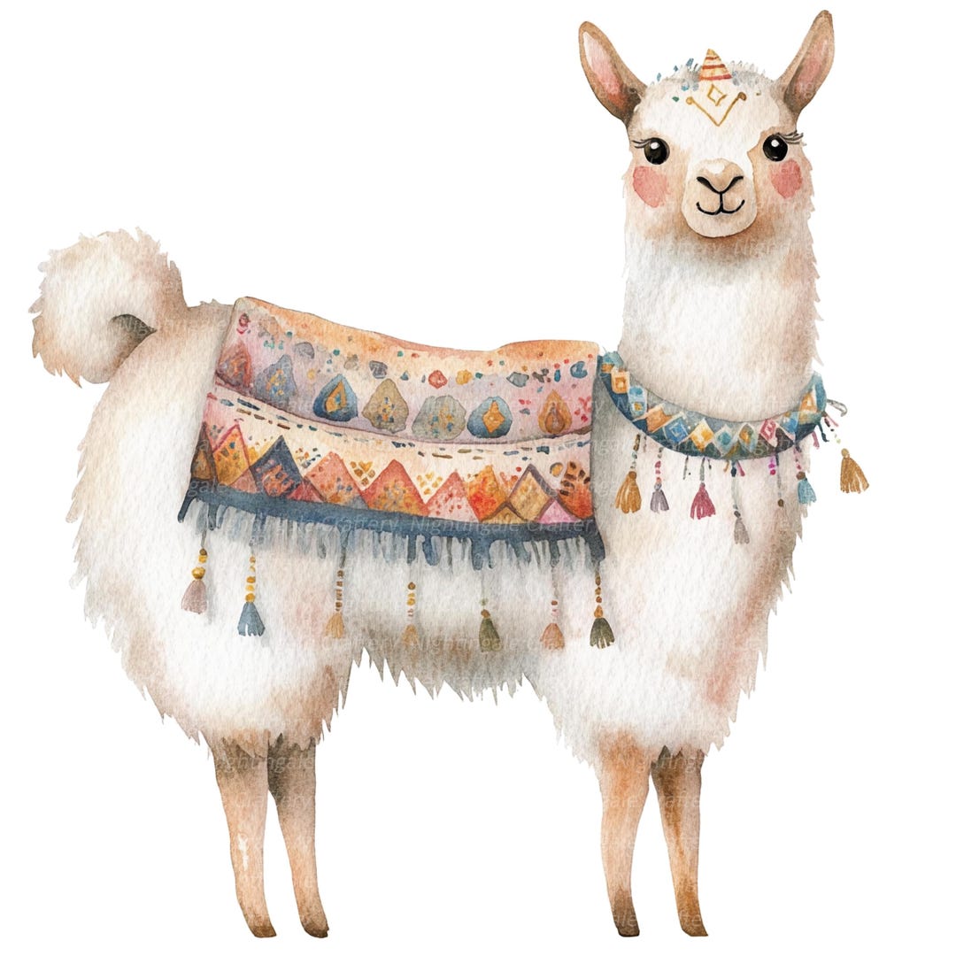 10 Lama Clipart, Llama, Funny Lama, Printable Watercolor Clipart, High ...