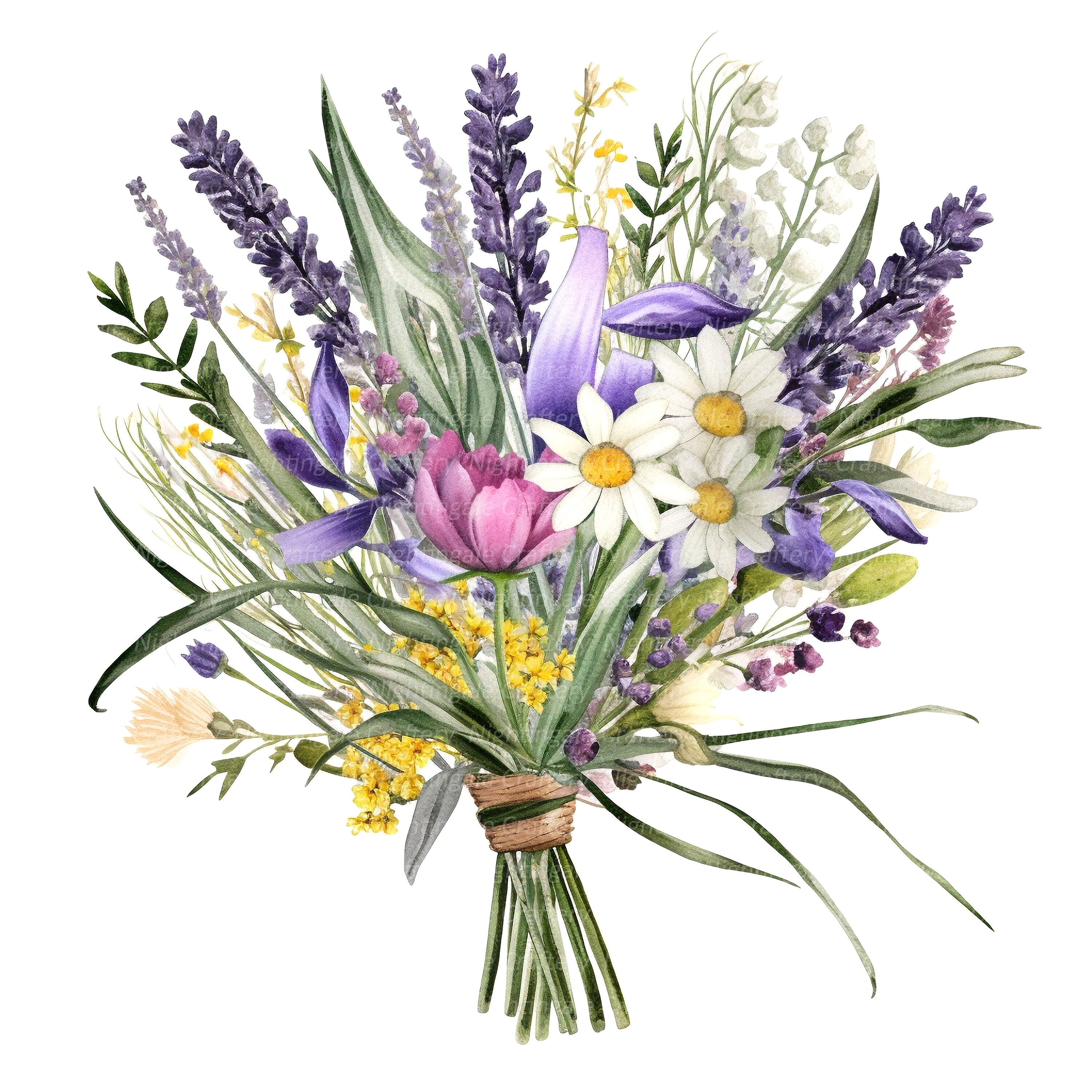 12 Lavender Bouquet Clipart Lavender Print Printable - Etsy